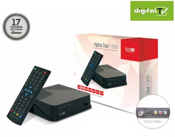 - Set Top Box prijemnik digitalnog TV signala DVB-T2 Xwave Alpha Star 1389 - DVB-T2 Set Top Box